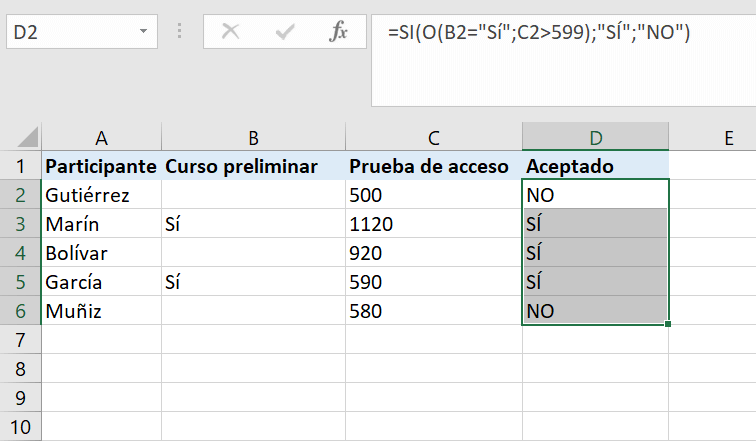Excel SI-O | Cómo usar la función SI O - IONOS MX